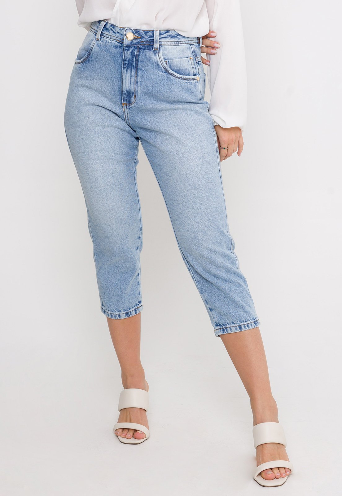 Calça Cropped Jeans Feminina Estonada