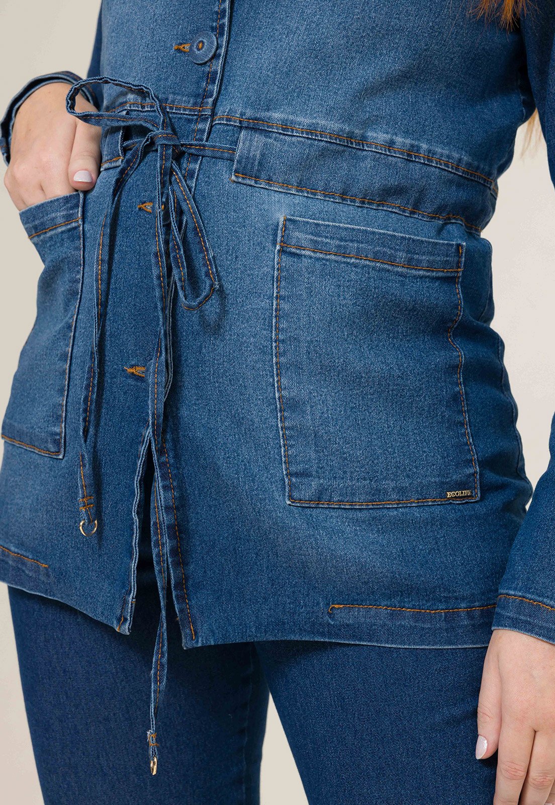 Parka Jeans Feminina com Capuz Alina