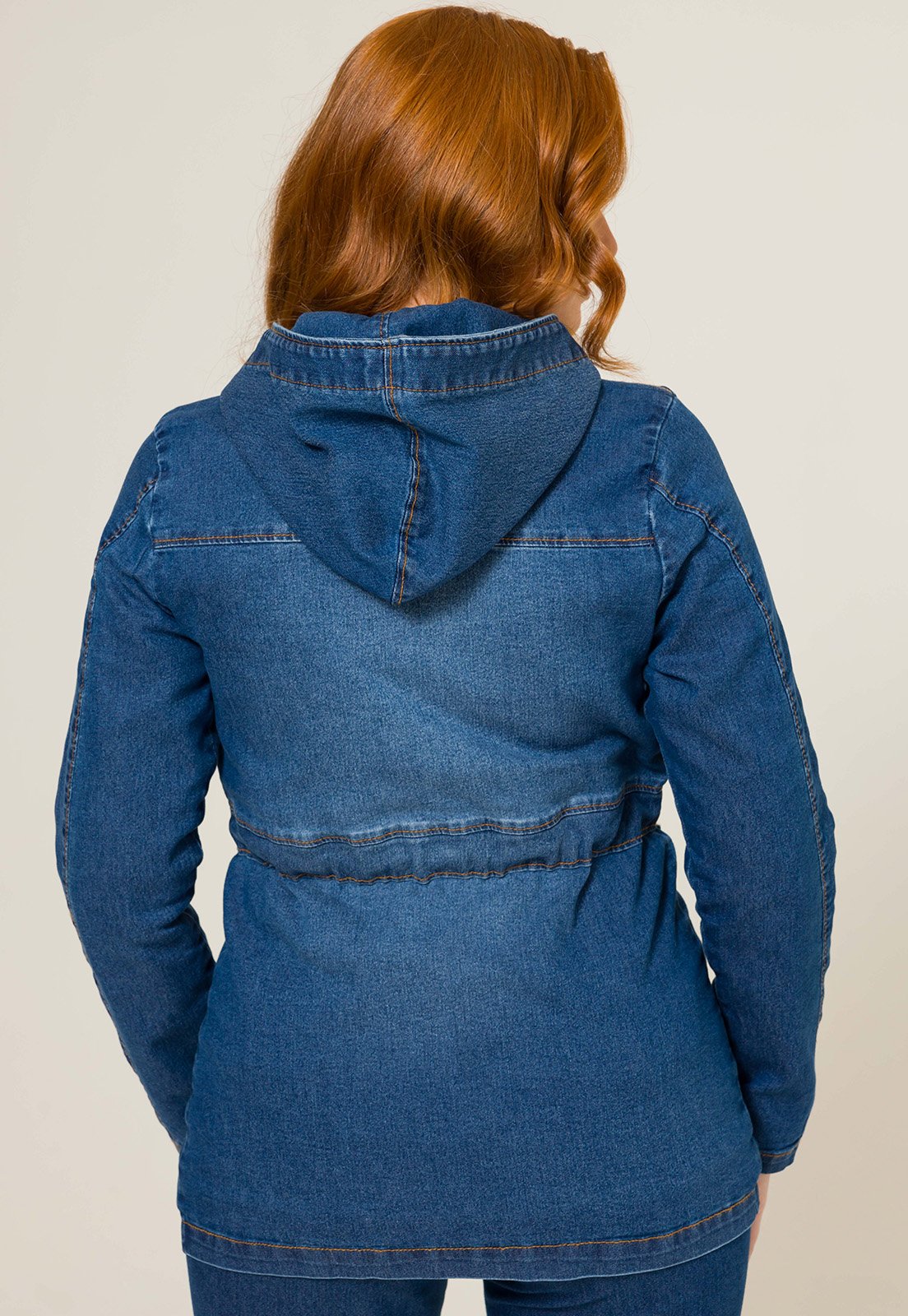 Parka Jeans Feminina com Capuz Alina